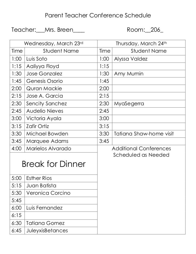Parent Teacher Conference Schedule 1 parent-teacher-conference-schedule-1