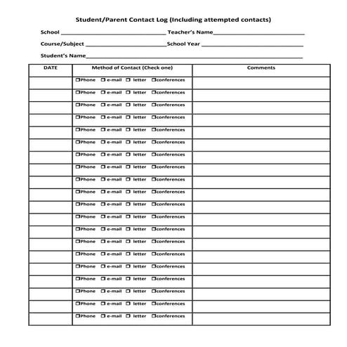 Parent Teacher Contact Log.docx