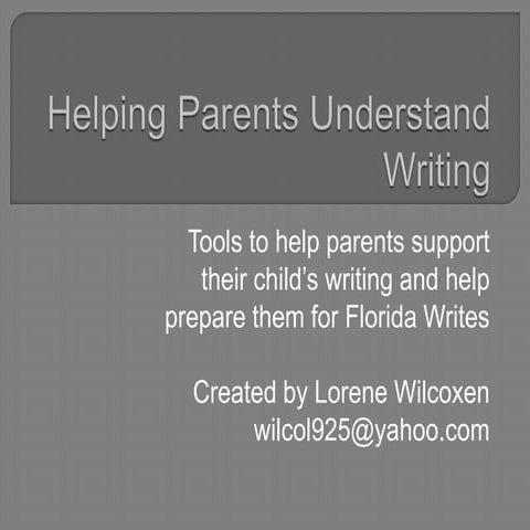 Parent Writing Workshop | PPT