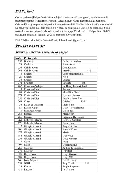 Lista Parfum | PDF