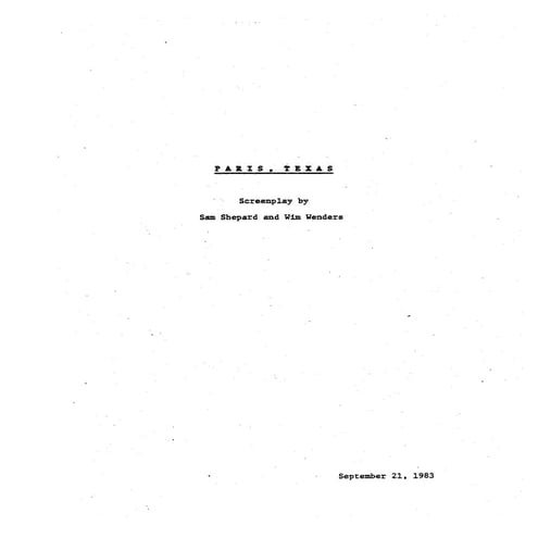 Paris - Texas (Screenplay) | PDF