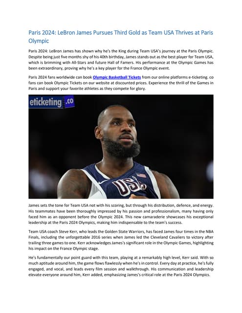 Paris 2024 Team USA Unveils Olympic Basketball Uniforms LeBron James ...