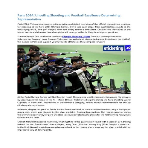 Paris 2024 Unveiling Shooting and Football Excellence Determining ...