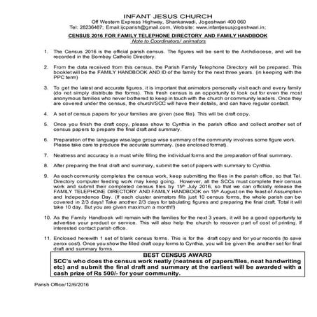 Parish census 2016 forms | PDF