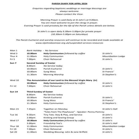 St John's Parish Diary for February. 25. | PDF