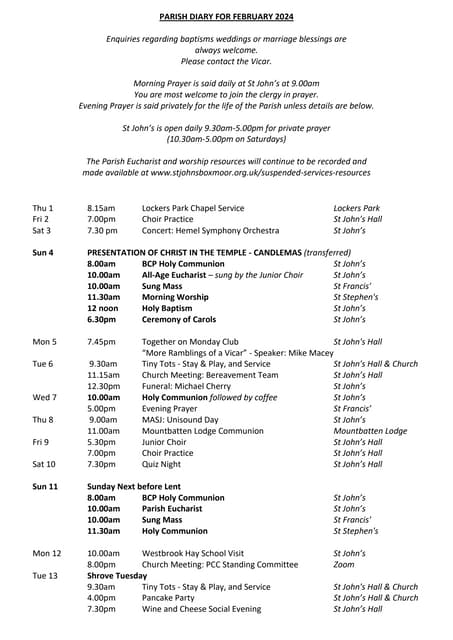 St Johns Parish Diary for July 2024 - web | PDF