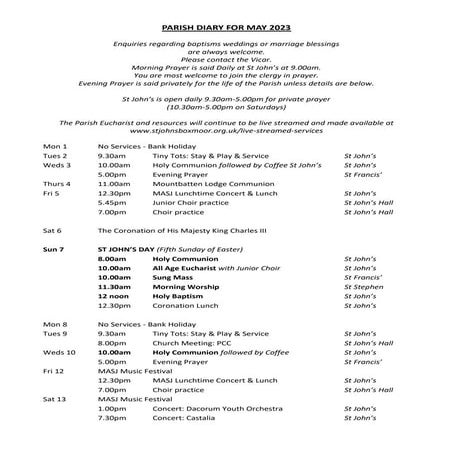 St John's Parish Diary for February. 25. | PDF