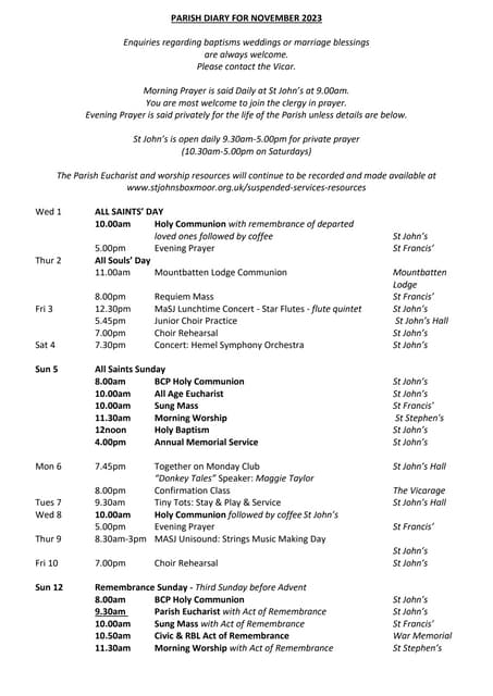 St Johns Parish Diary for July 2024 - web | PDF