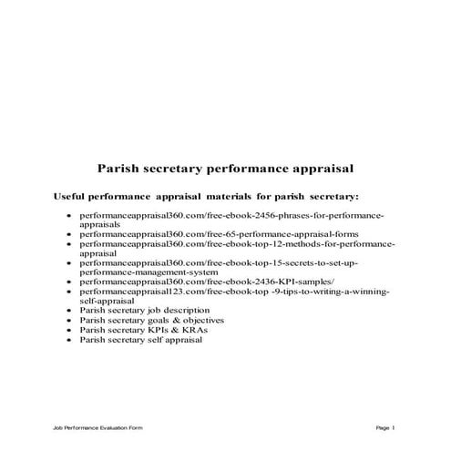 Parish secretary performance appraisal | DOCX