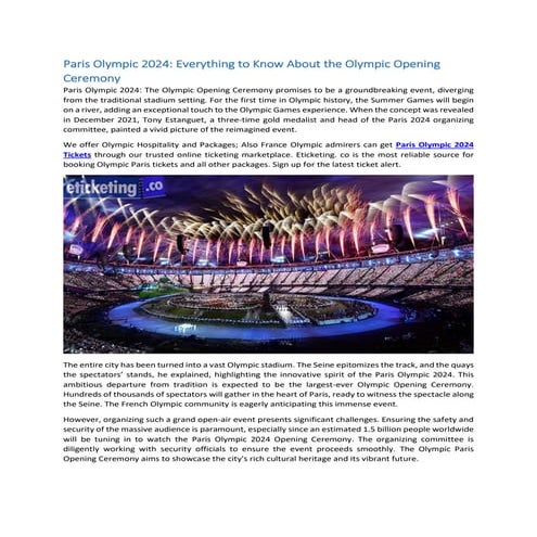 Paris Olympic 2024 Everything to Know About the Olympic Opening ...