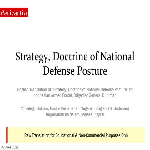 Indonesia's "Strategy, Doctrine of National Defense Posture" Whitepaper ...