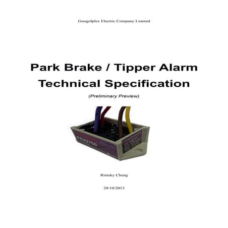 Park Brake Tipper alarm Technical Specification | PDF