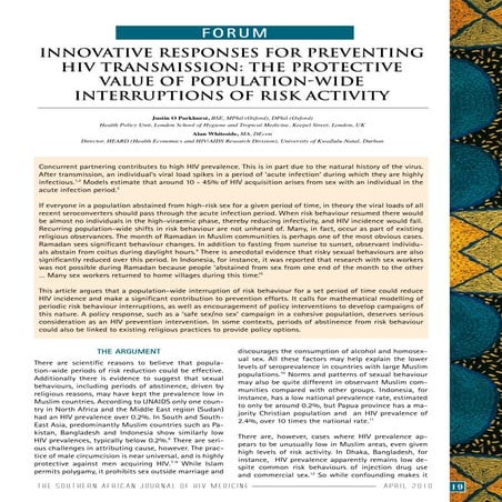 Innovative Responses for preventing HIV transmission: The protective ...