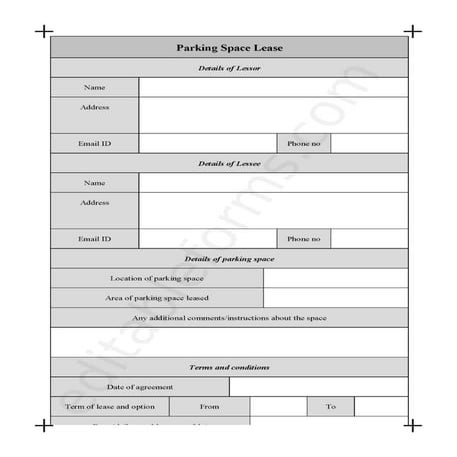 Parking Space Lease Fillable PDF Template | PDF