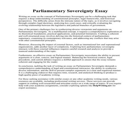 Parliamentary Sovereignty Essay. Judicial Review and Parliamentary ...