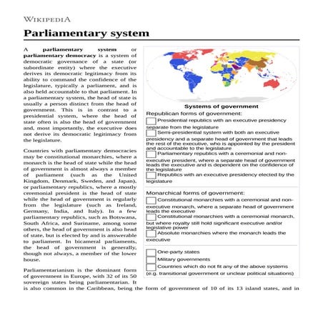 Parliamentary system | PDF