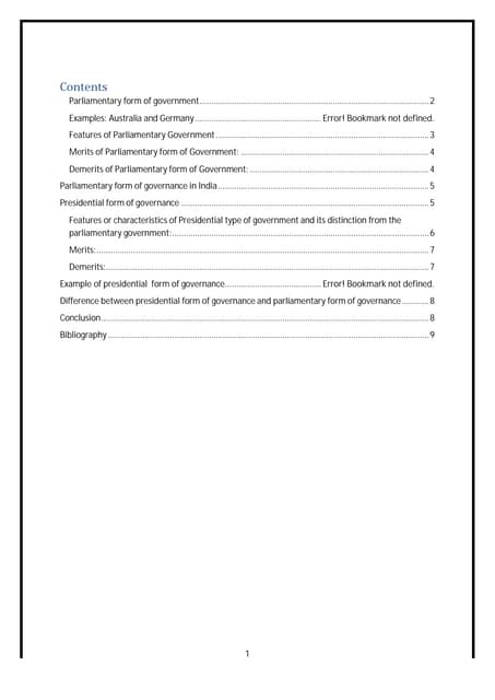 Presidential vs parliamentary Government | PPTX