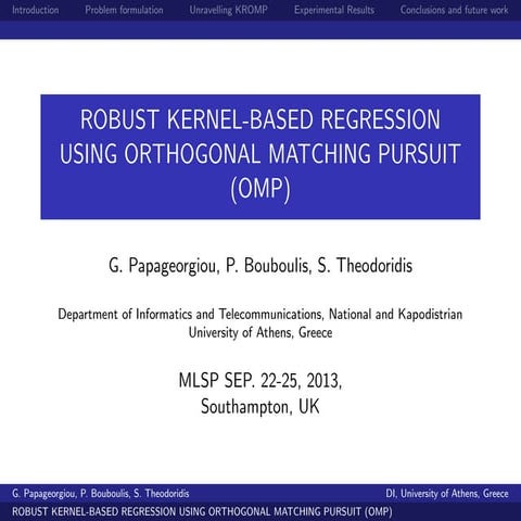 Robust Kernel-Based Regression Using Orthogonal Matching Pursuit | PDF