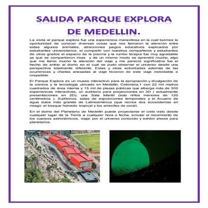 Parque explora medellin | DOCX