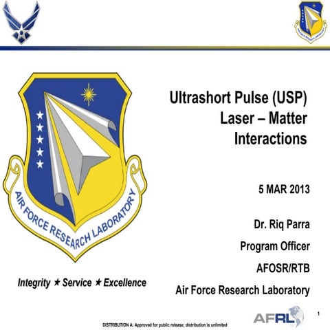 Parra - Ultrashort Pulse (USP) Laser -- Matter Interactions - Spring ...