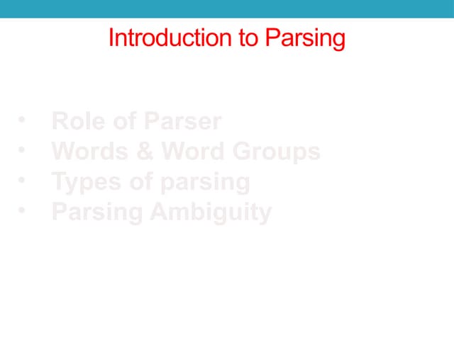 Role Of Parser Words And Word Groups Parsing In Nl Types Of Parsing Parsing Ambiguity Words