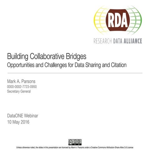 RDA, Data Citation, and PIDs for DataOne | PDF