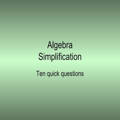 Part 1 Revision Simplifying Algebraic expression | PPT