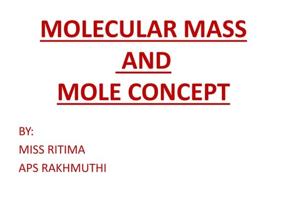 Class XI Chemistry - Mole Concept | PPT