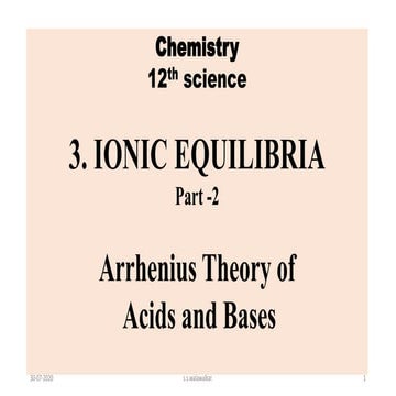 Ionic Equilibria | Arrhenius Theory | Chemistry Class 12 | Mrs ...