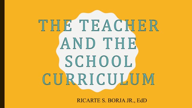 Decker Walker's curriculum model (1971) | PPTX