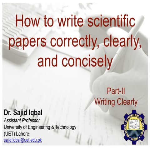 How to write scientific papers correctly, clearly, and concisely - Part ...