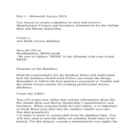Part 1 - Microsoft Access 2019Use Access to create a database to.docx
