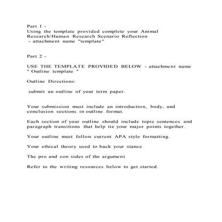 Part 1 - Using the template provided complete your Animal Researc | PDF