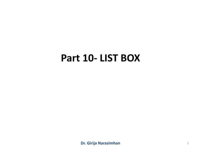 Part 10 Listbox Using