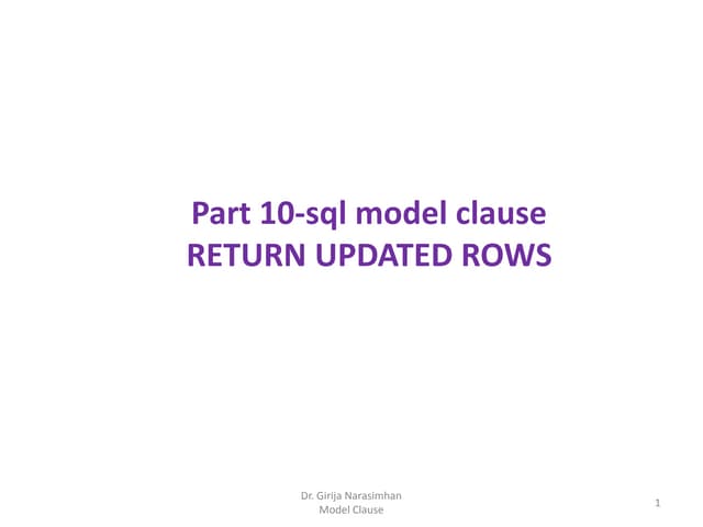 Part 10 Sql Model Clause Return Updated Rows Ppt Free Download