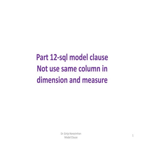 Part 12 Sql Model Clause Same Col Dim And Measure Pptx Databases Computer Software And