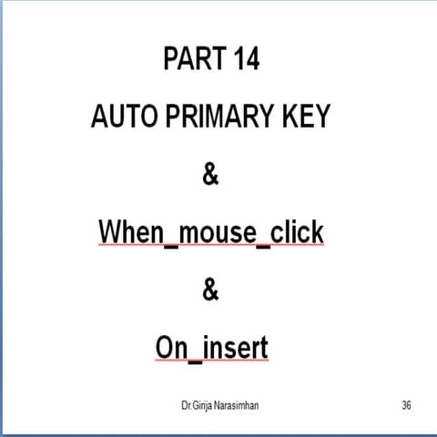 Part 14 auto primary key | PDF