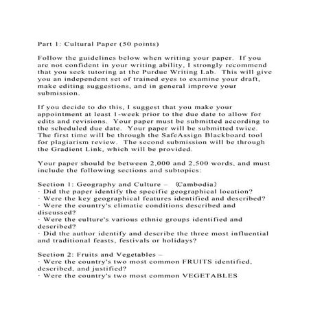 Assignment Cultural analysis recipe and report. Three to five pag.docx