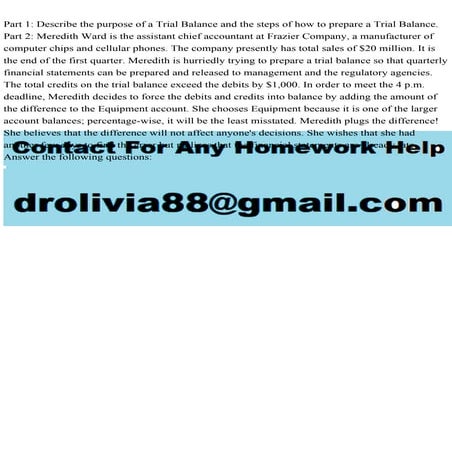 Part 1 Describe the purpose of a Trial Balance and the steps of how.pdf