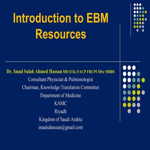 Part 1 Introduction to Evidence-based Medicine Literature Searching | PPTX