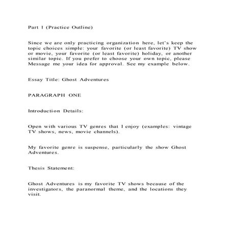 Part 1 (Practice Outline)Since we are only practicing organiza | PDF