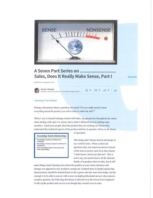 Sales, Does It Make Sense, Part VI | PDF