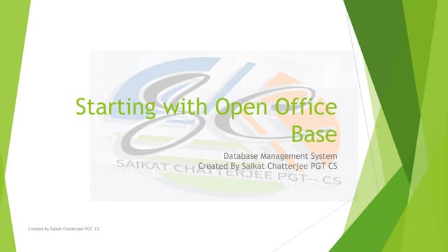 Database concepts using libre office base | PPTX