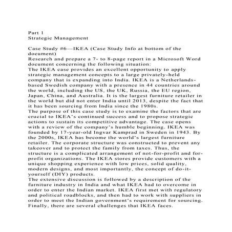 Part 1Strategic Management Case Study #6—IKEA (Case Study In.docx
