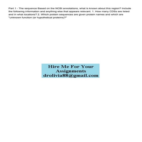 Part 1 The sequence Based on the NCBI annotations what is.pdf