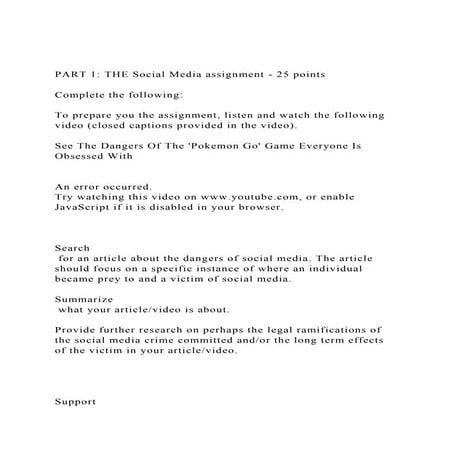 PART 1 THE Social Media assignment - 25 pointsComplete the .docx