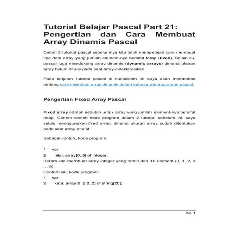 Part 21 Array Dinamis | PDF