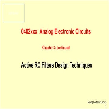 Active RC Filters Design Techniques | PDF