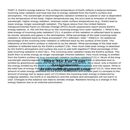 PART 2 Earths energy balance The surface temperature of Ea.pdf