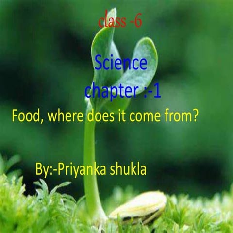 Ncert Class 6 Science Part 2 Food Where Does It Come From Pptx